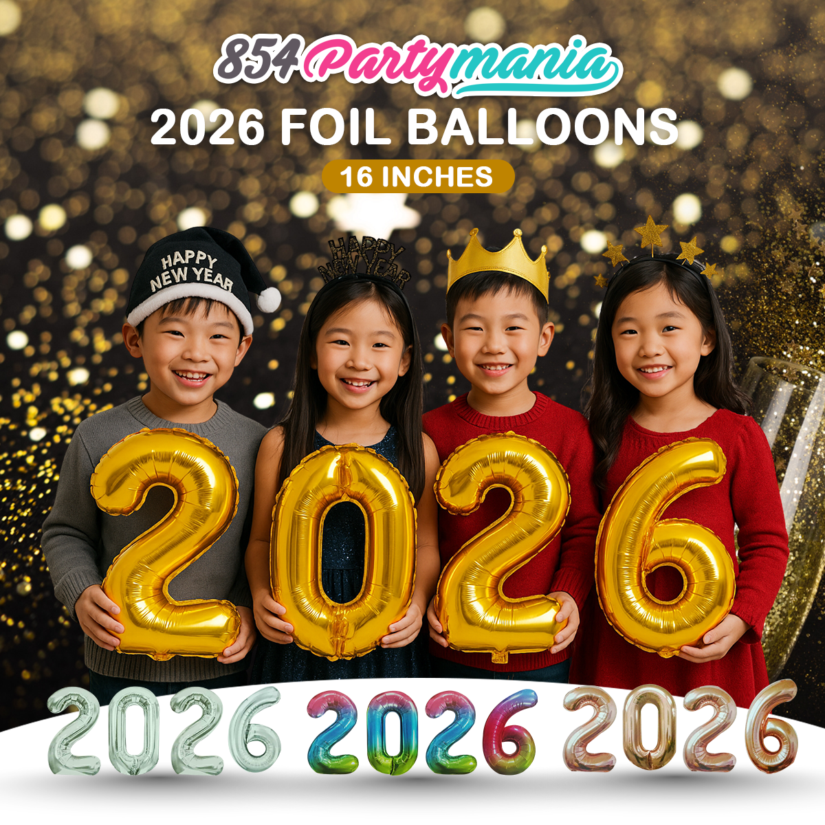 2026 NUMBER FOIL BALLOON 16 INCH – 854Partymania